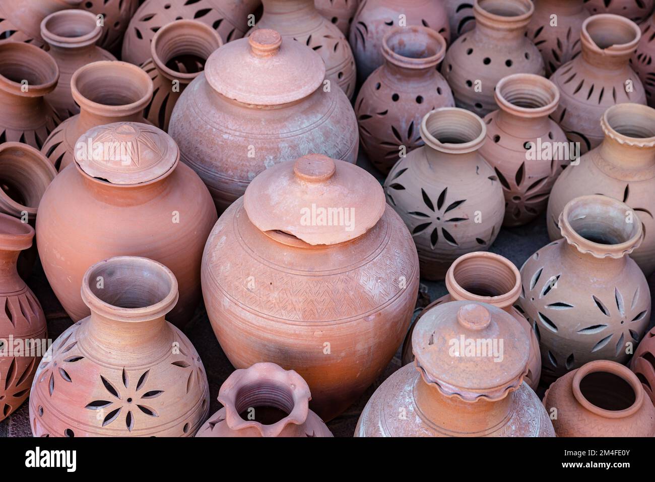 Omani Souvenirs. Hand Made Pottery in Nizwa Market. Clay Jars at the ...