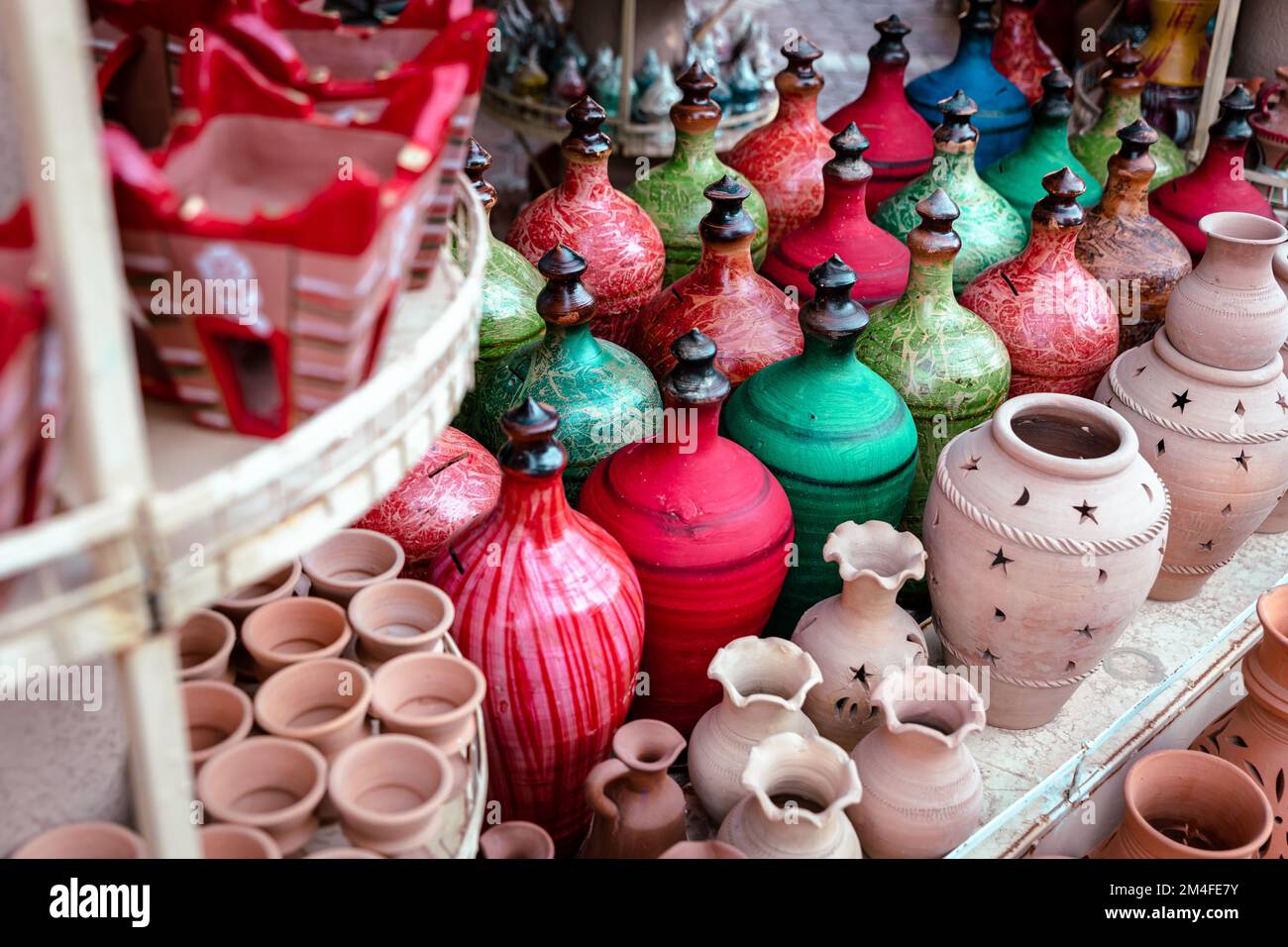 Omani Souvenirs. Hand Made Pottery in Nizwa Market. Clay Jars at the ...