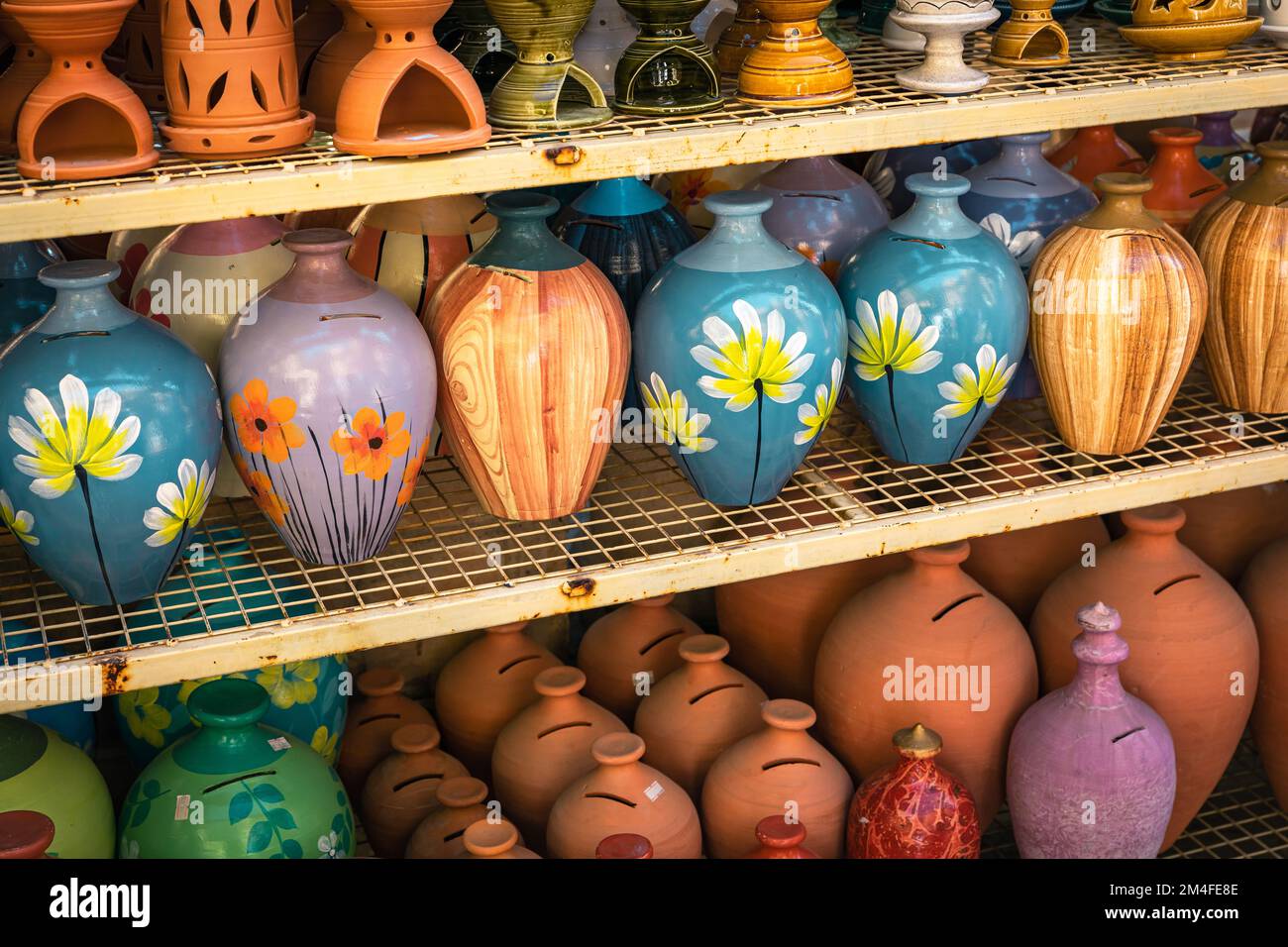 Omani Souvenirs. Hand Made Pottery in Nizwa Market. Clay Jars at the ...