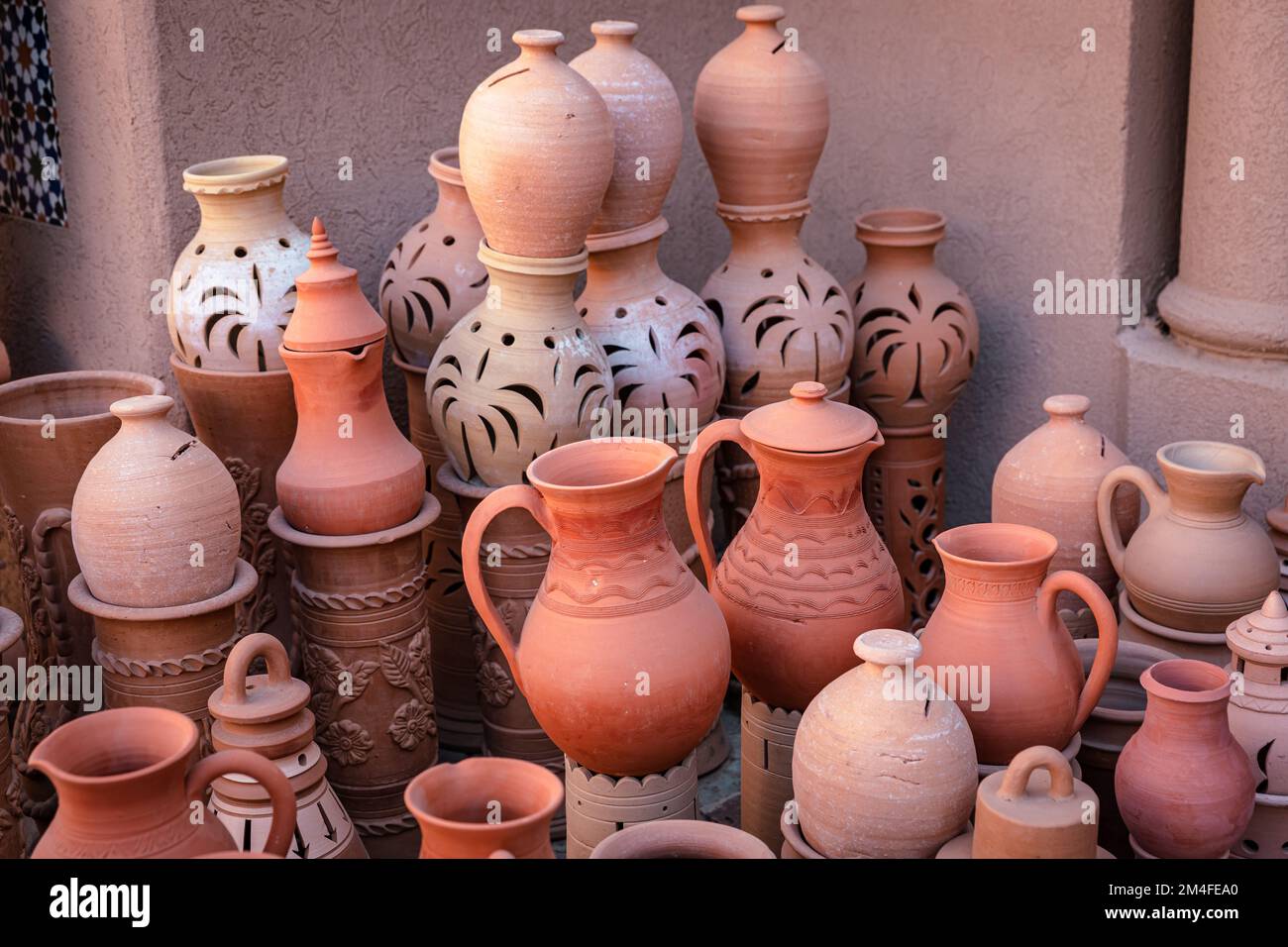 Omani Souvenirs. Hand Made Pottery in Nizwa Market. Clay Jars at the ...