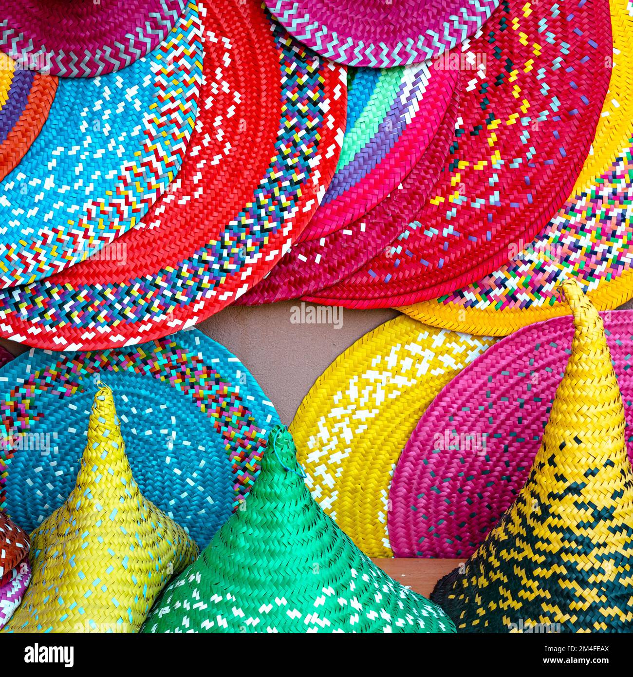 Omani Souvenirs. Traditional Colorful Baskets and Wicker Hats. Arabic ...