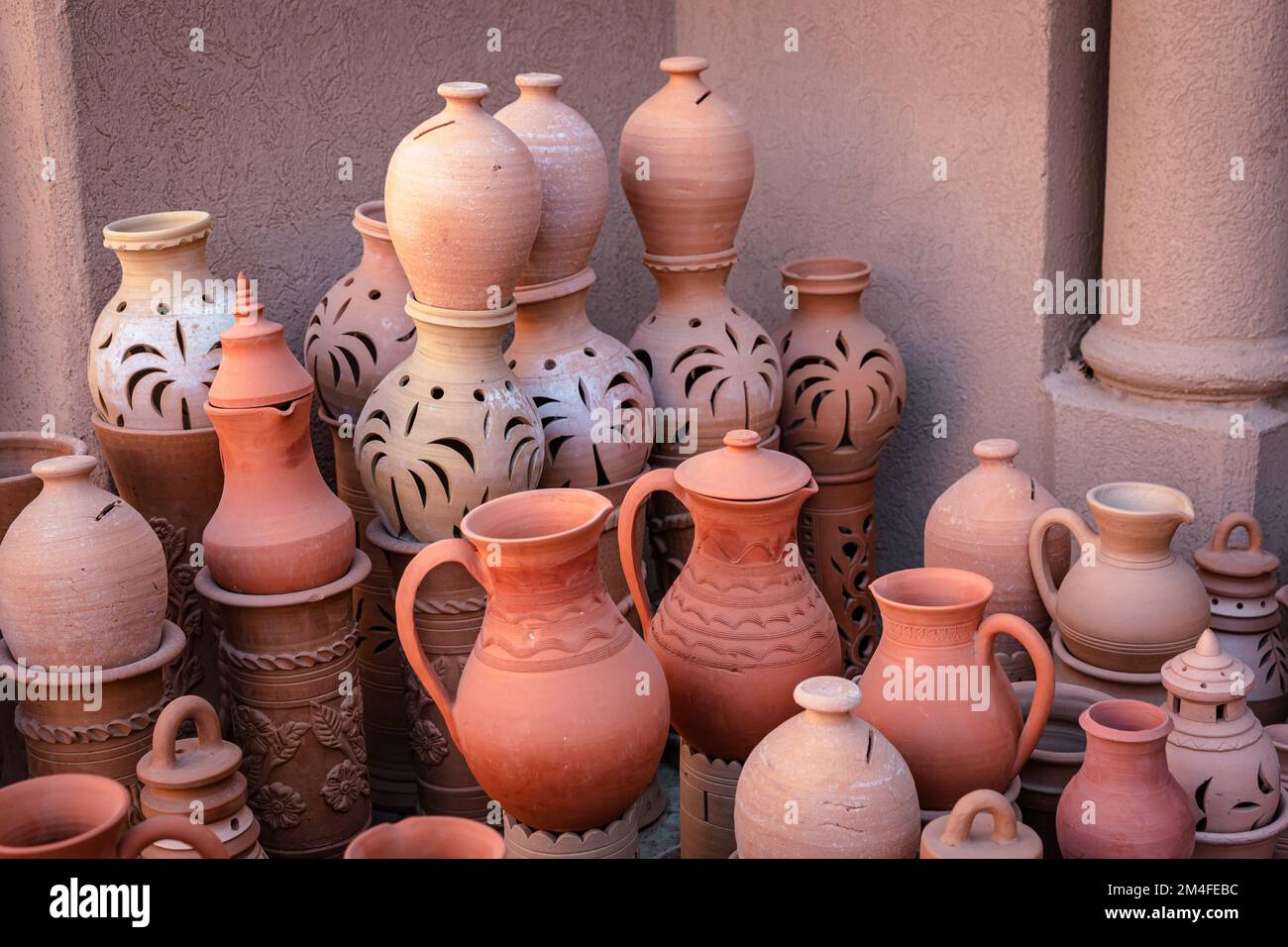 Omani Souvenirs. Hand Made Pottery in Nizwa Market. Clay Jars at the ...
