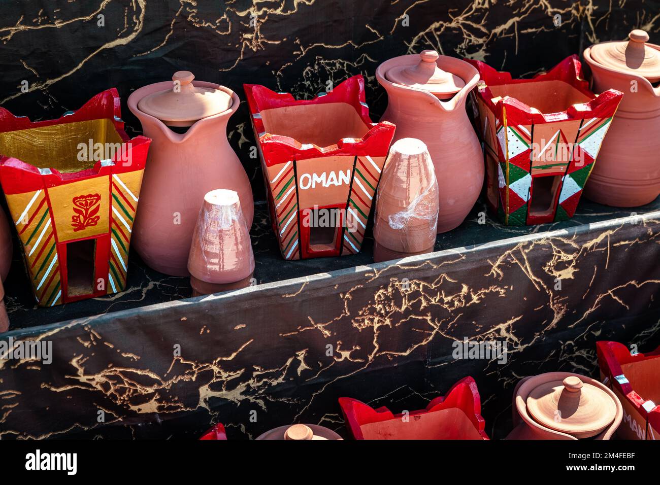 Omani Souvenirs. Hand Made Pottery in Nizwa Market. Clay Jars at the ...