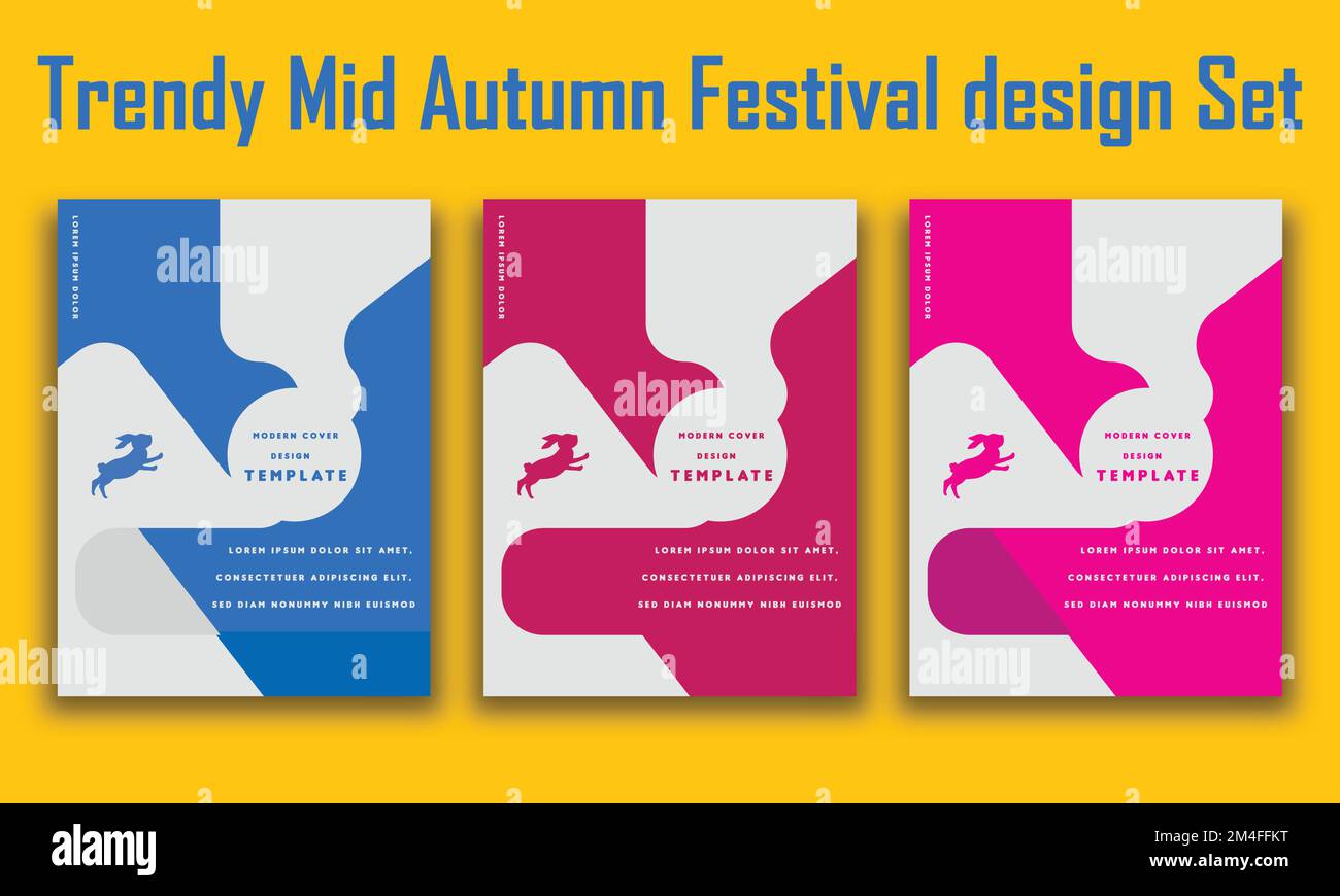 Trendy Mid Autumn Festival design Set of backgrounds, greeting cards ...