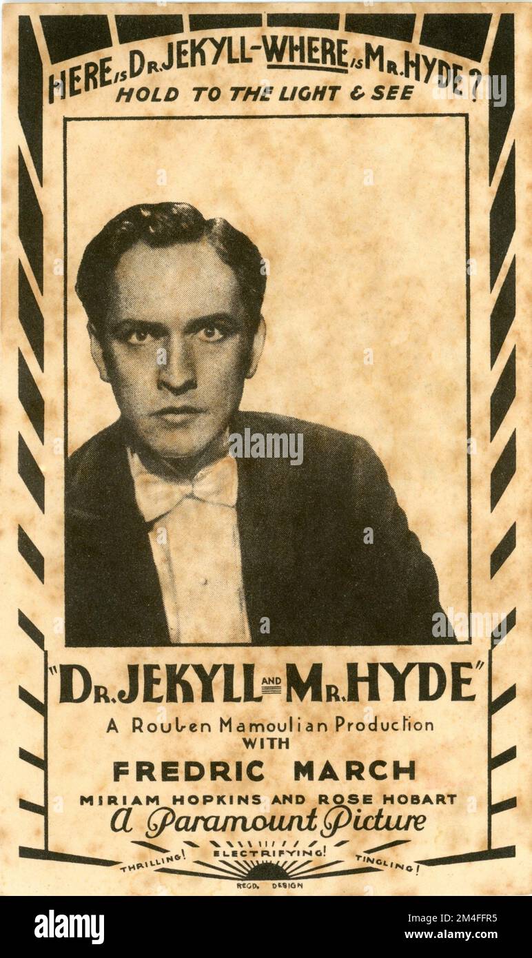 Herald / Flyer for FREDRIC MARCH in DR. JEKYLL AND MR. HYDE 1931 ...