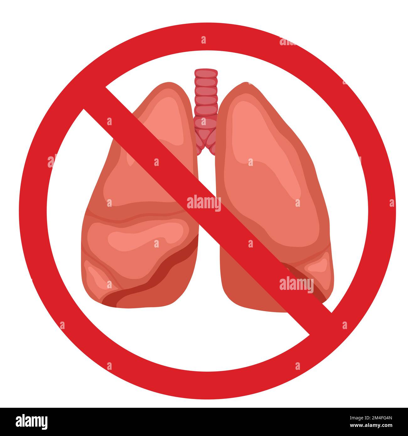 Anatomical vector illustration of human lungs in forbidden sign ...