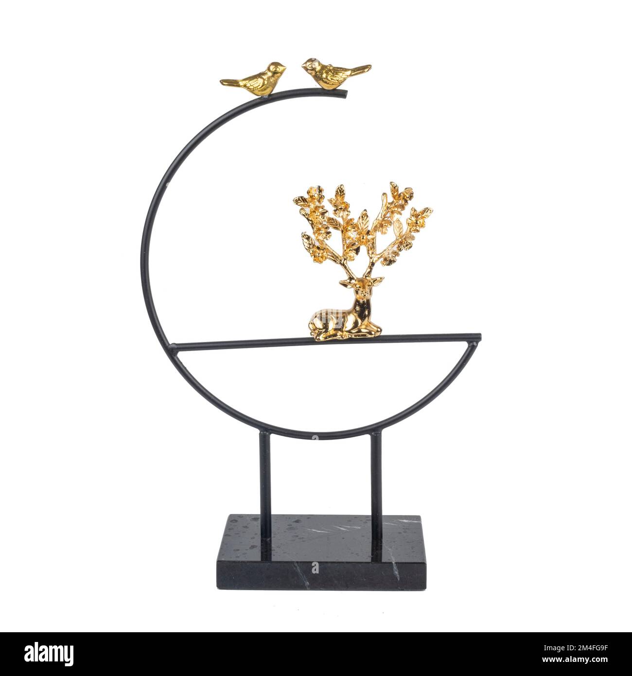 decorative gold metal object on marble stand isolated Stock Photo - Alamy