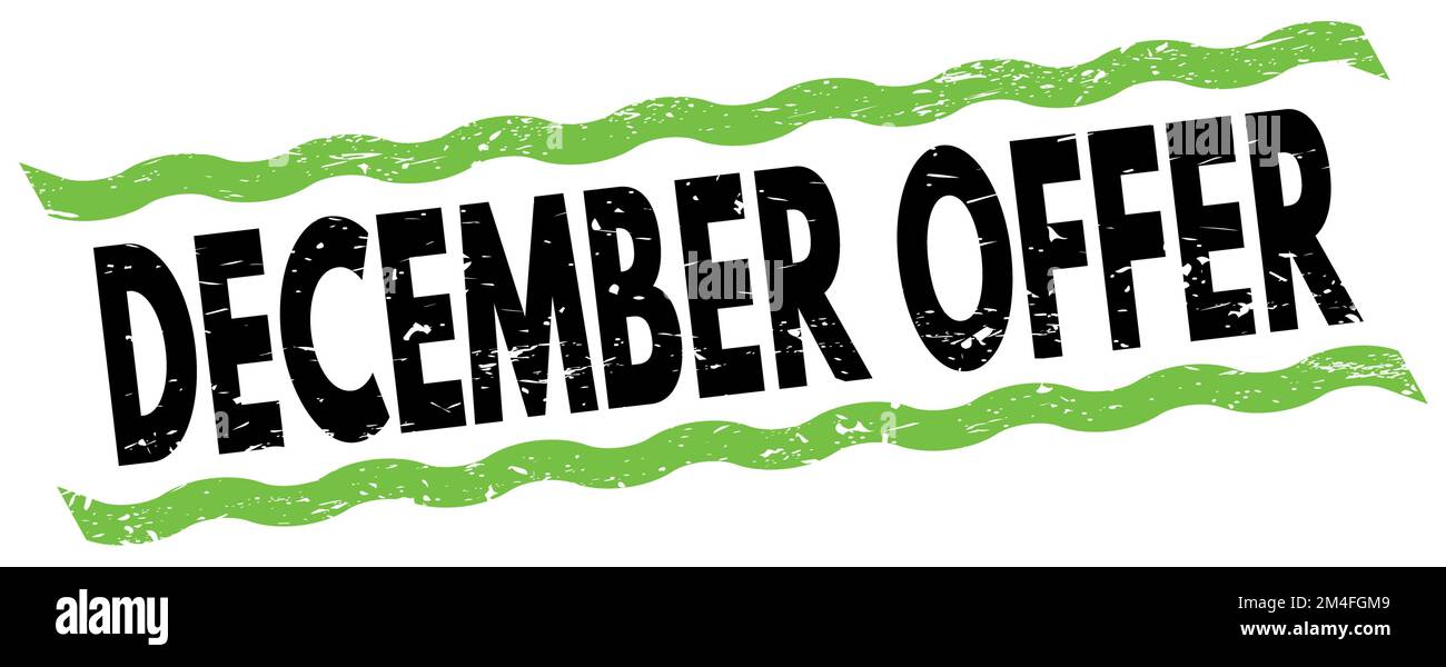 DECEMBER OFFER text written on green-black lines stamp sign Stock Photo ...