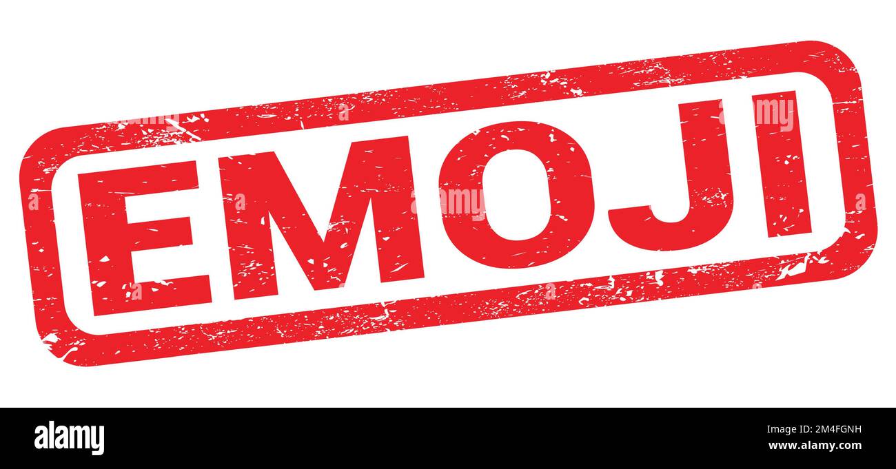 EMOJI text written on red rectangle stamp sign Stock Photo - Alamy