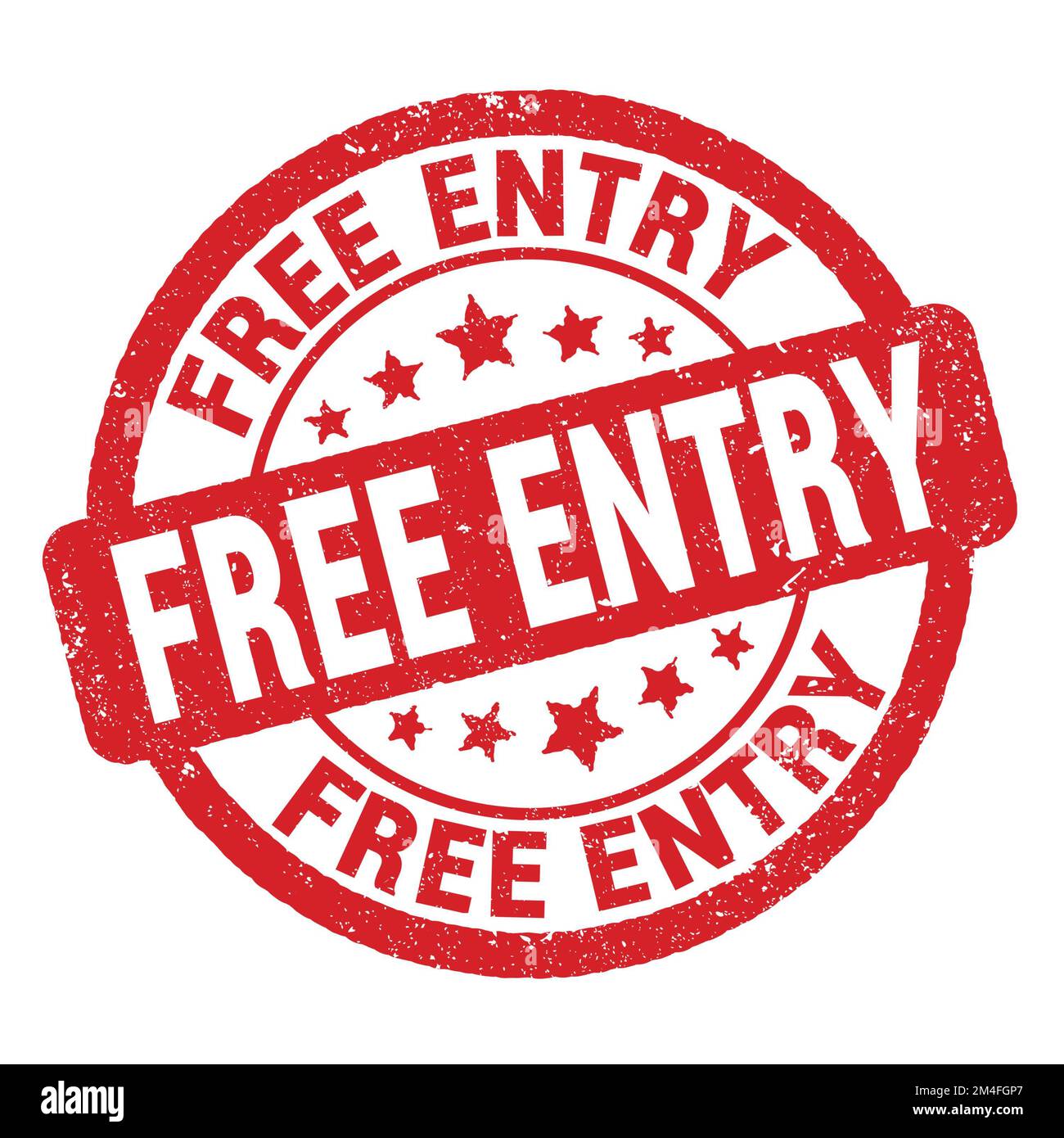 FREE ENTRY text written on red grungy stamp sign Stock Photo - Alamy