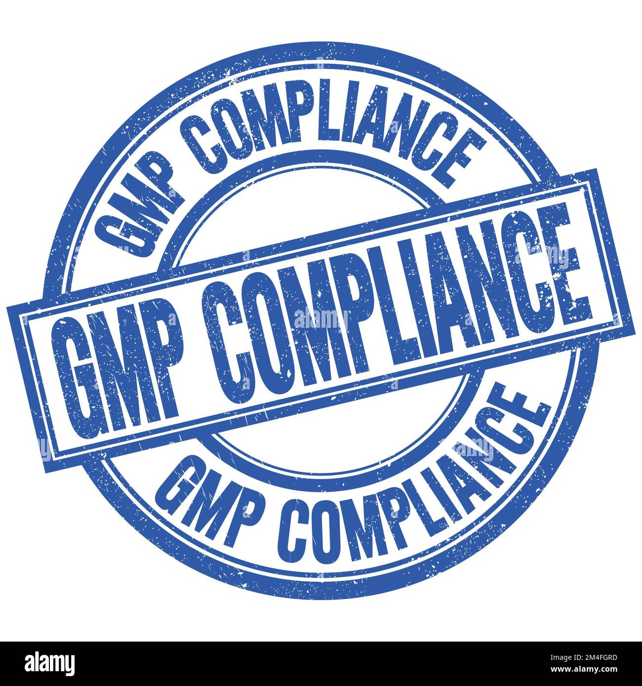 GMP COMPLIANCE text written word on blue round stamp sign Stock Photo ...
