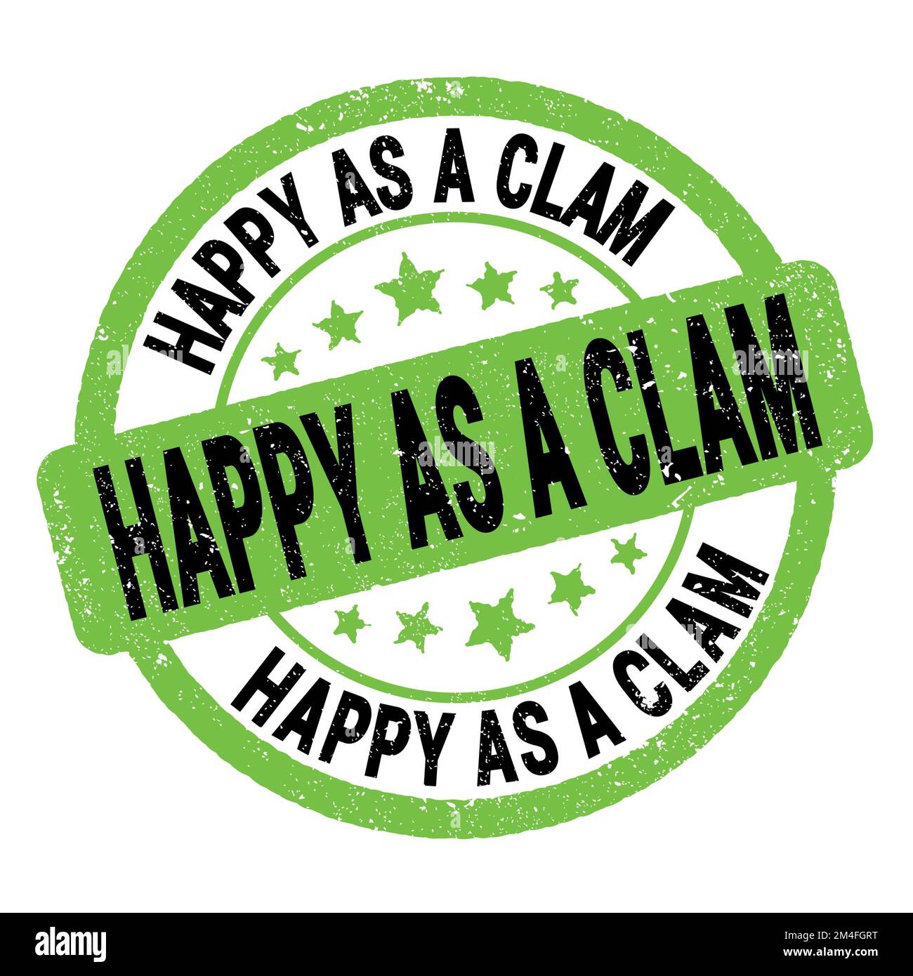 HAPPY AS A CLAM text written on green-black grungy stamp sign Stock ...