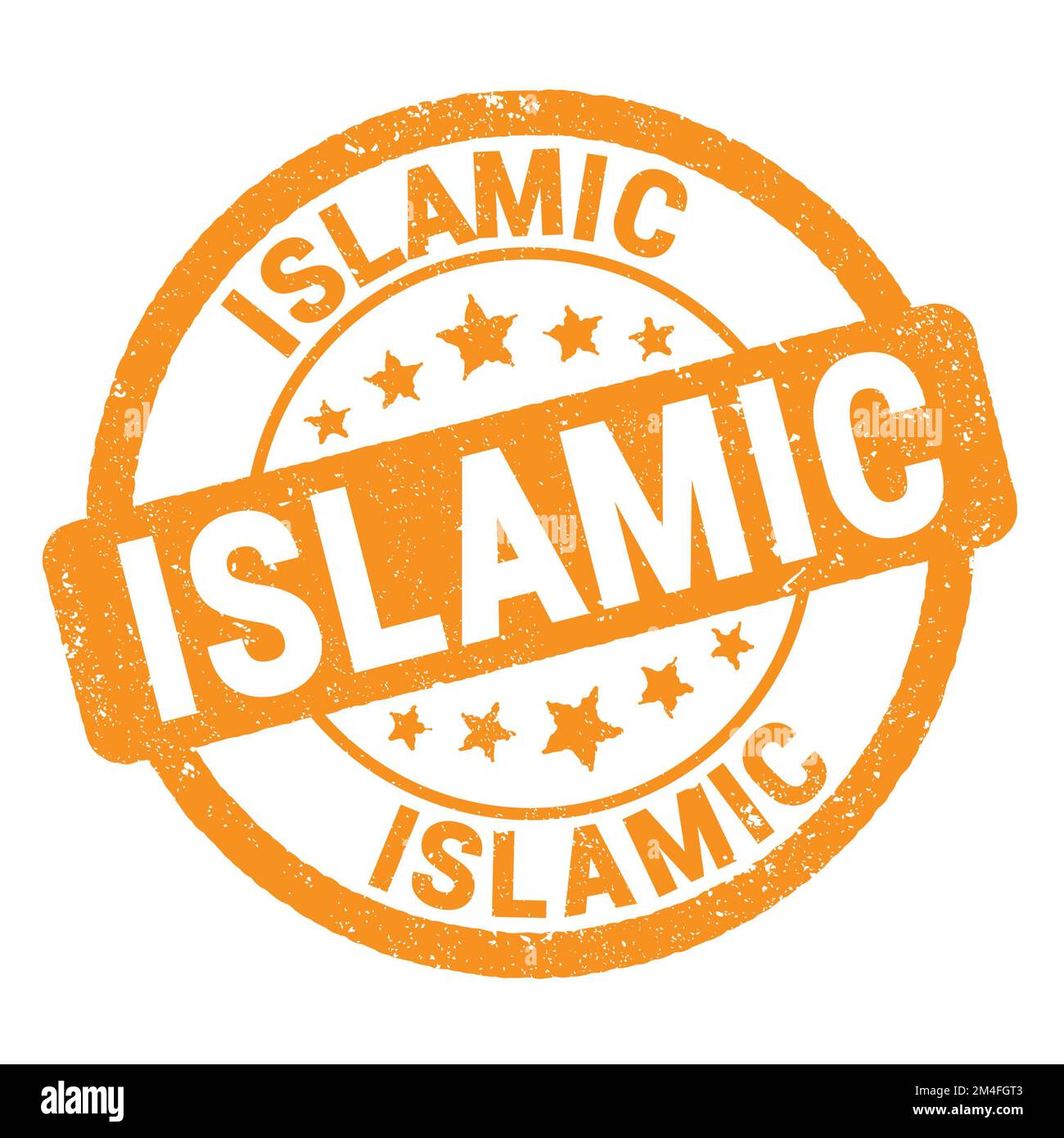 ISLAMIC text written on orange grungy stamp sign Stock Photo - Alamy