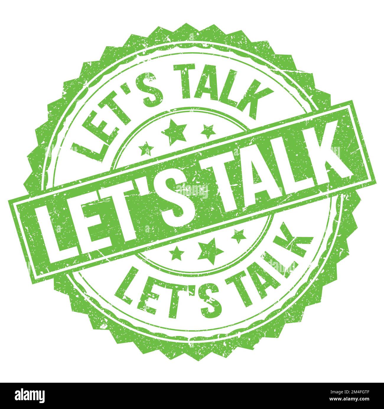 LET'S TALK text written on green round stamp sign Stock Photo - Alamy