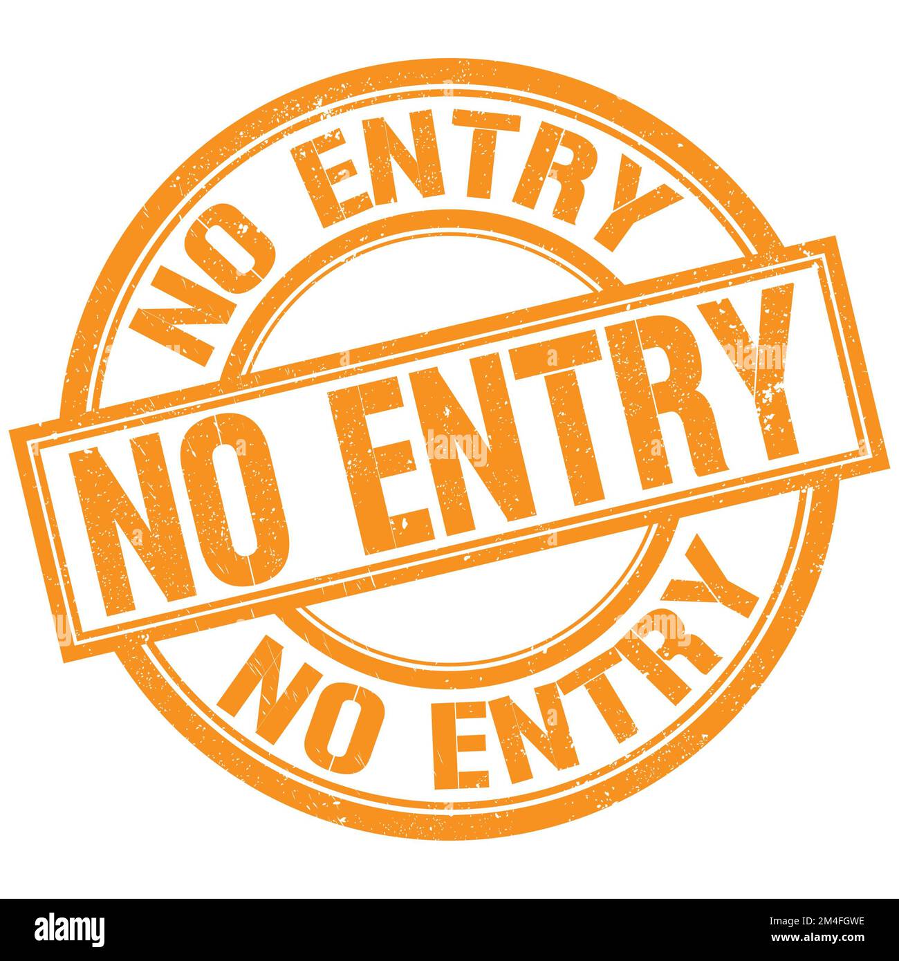 NO ENTRY text written word on orange round stamp sign Stock Photo - Alamy