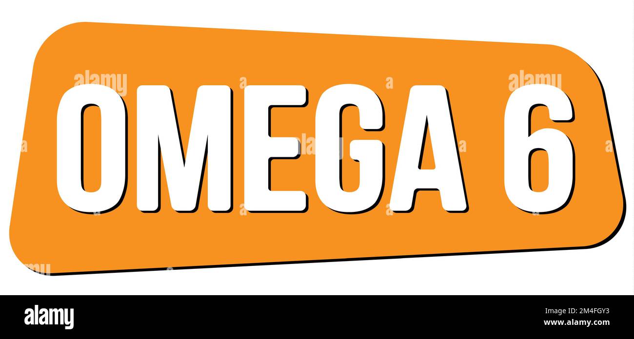 OMEGA 6 text written on orange trapeze stamp sign Stock Photo - Alamy
