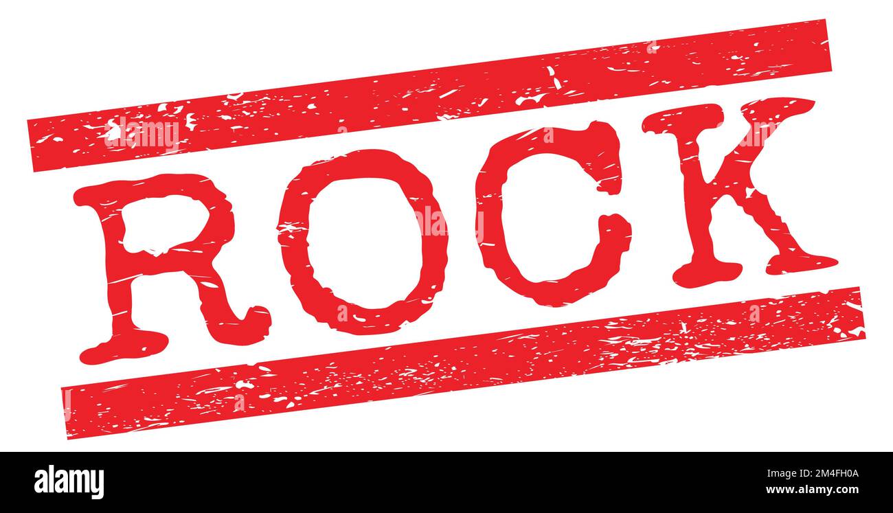 ROCK text written on red grungy lines stamp sign Stock Photo - Alamy