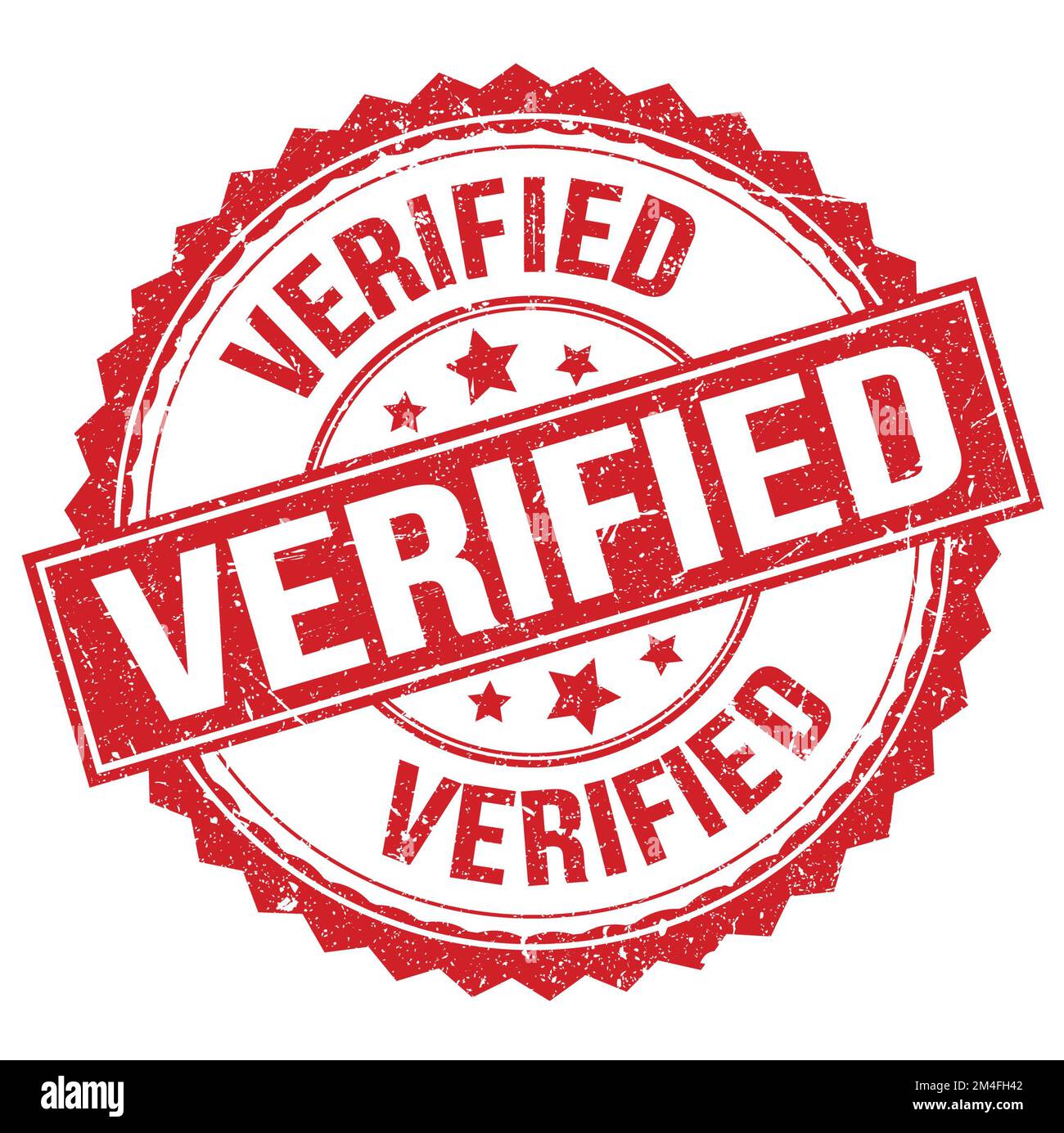 VERIFIED text written on red round stamp sign Stock Photo - Alamy
