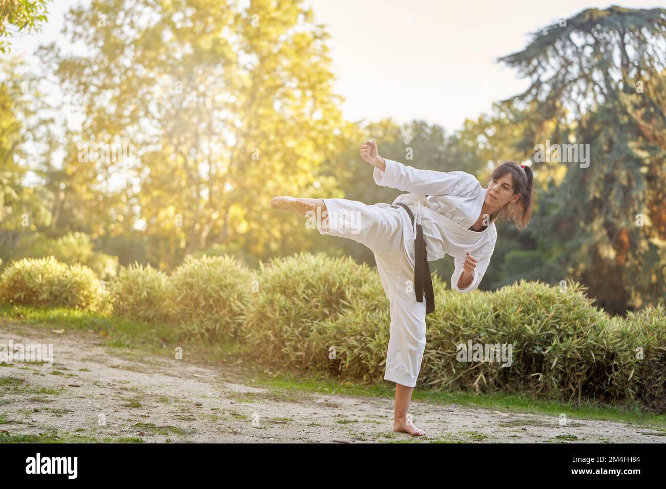 Karate woman kick hi-res stock photography and images - Alamy