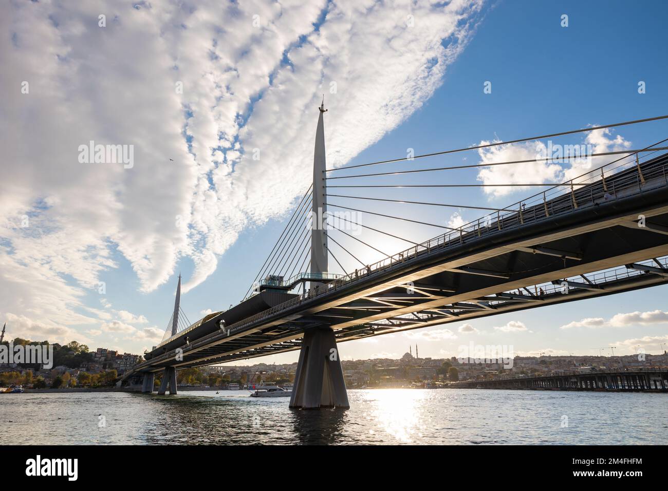 Halic Metro Bridge in Istanbul. Public transportation system of ...