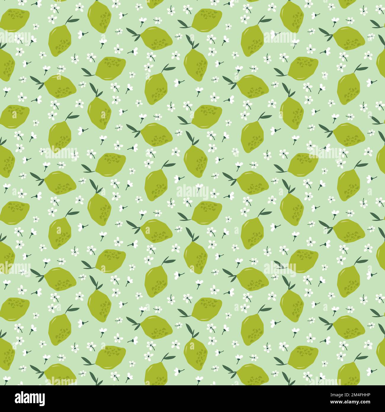 Modern lime pattern with flowers on a blue background. Great design for ...