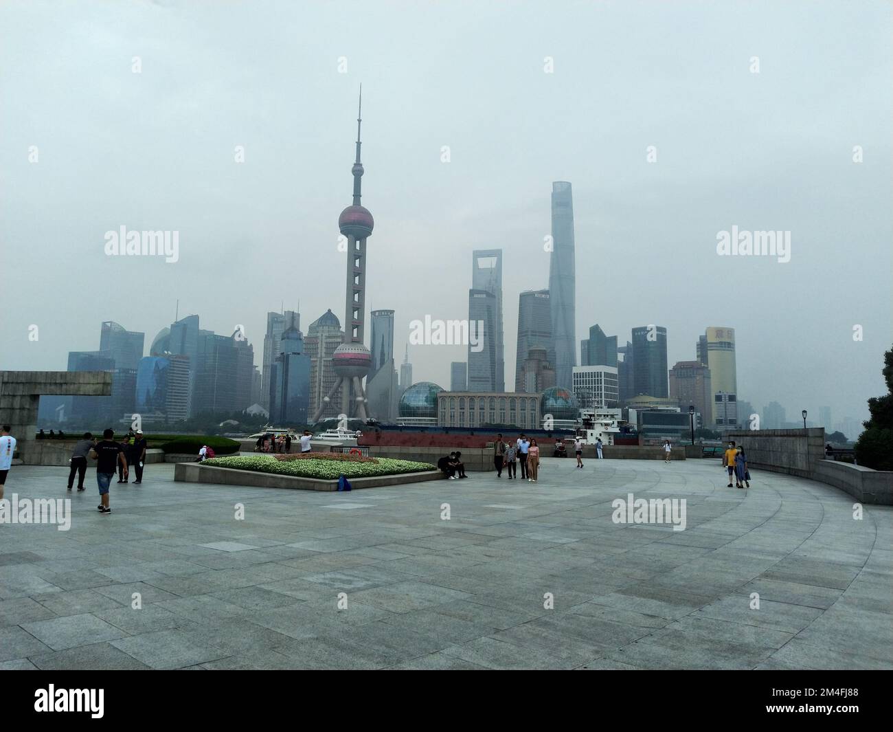 A beautiful view of Lujiazui from The Bund Historical Museum with ...