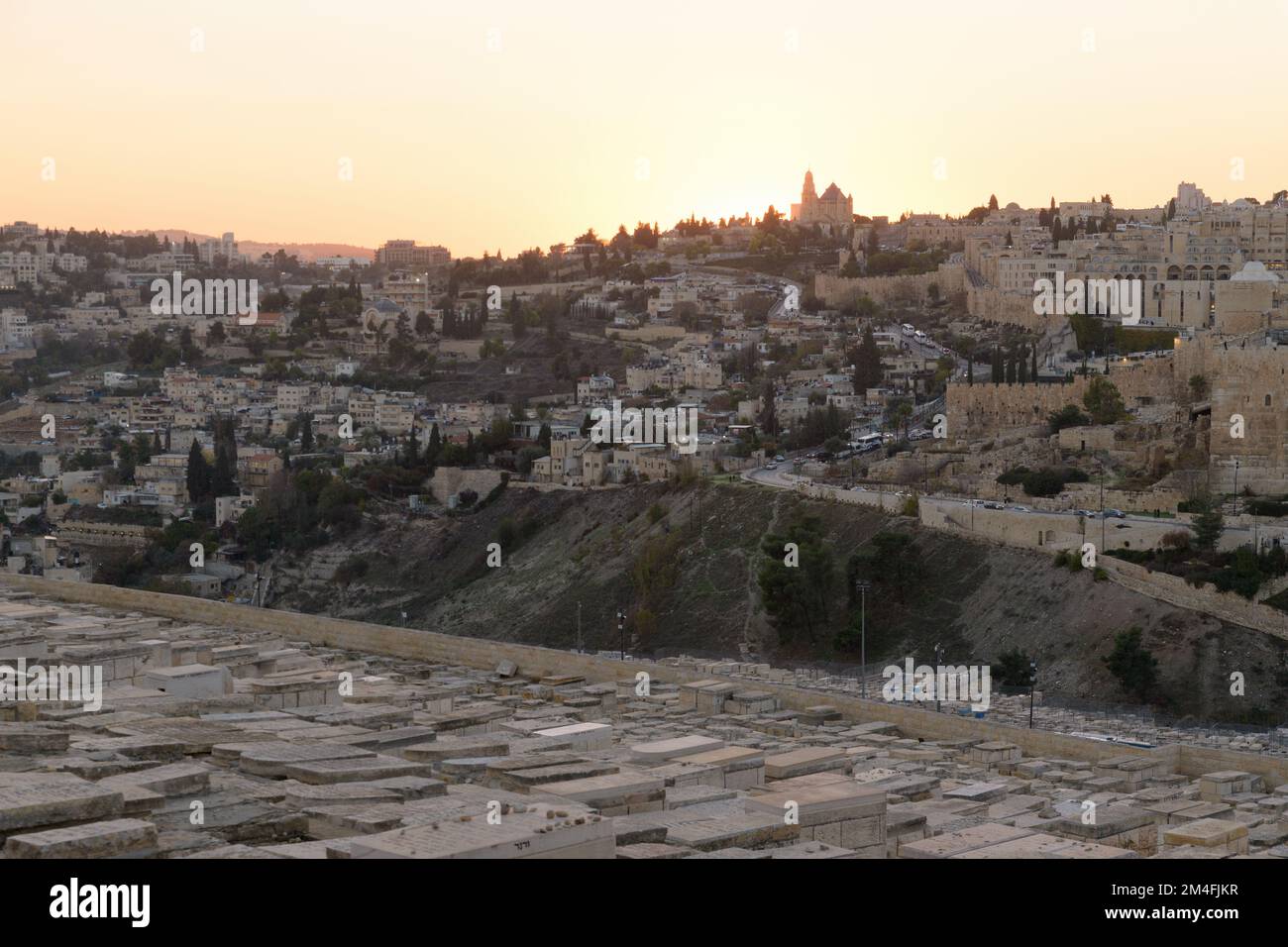 Landscape view of Old City of Jerusalem, view from Olive mount in ...