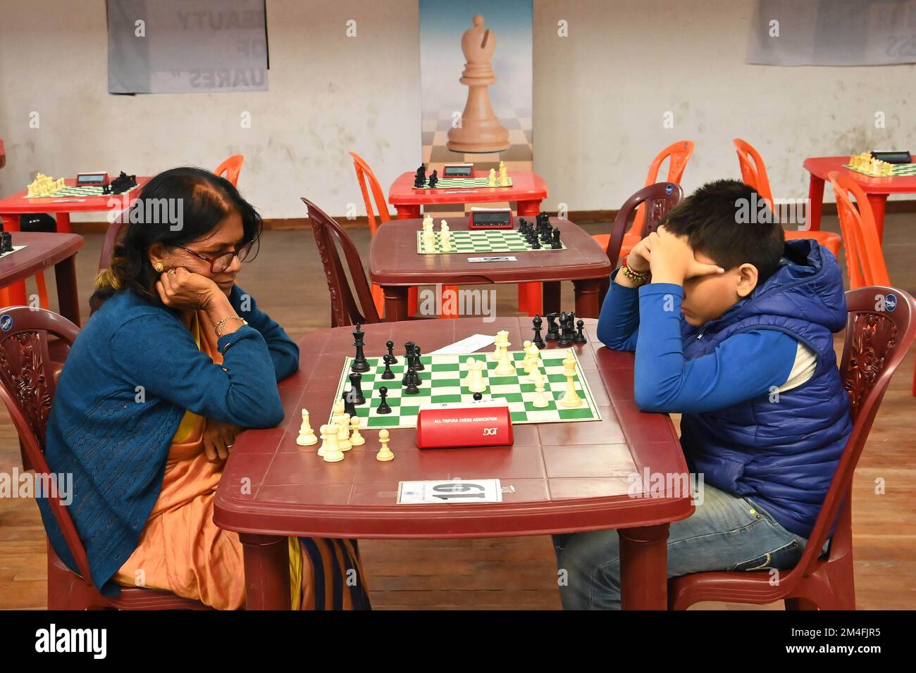 Shikha Das Gupta, a 65-year-old lady plays chess during a state level ...