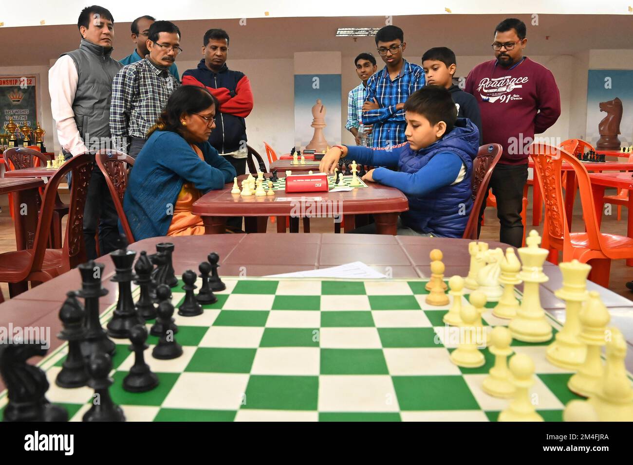 Shikha Das Gupta, a 65-year-old lady plays chess during a state level ...