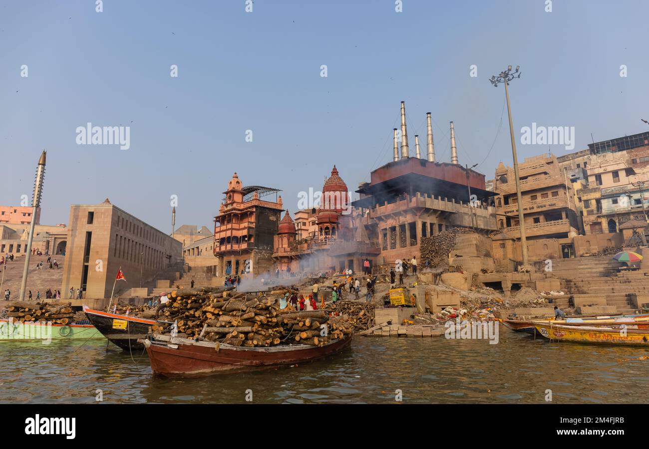 Varanasi, Uttar Pradesh, India - Nov 2022: Varanasi city with ancient ...