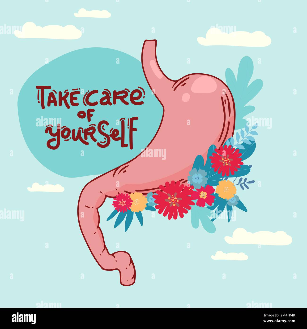 Human stomach. Internal organ, anatomy. Vector cartoon flat icon ...