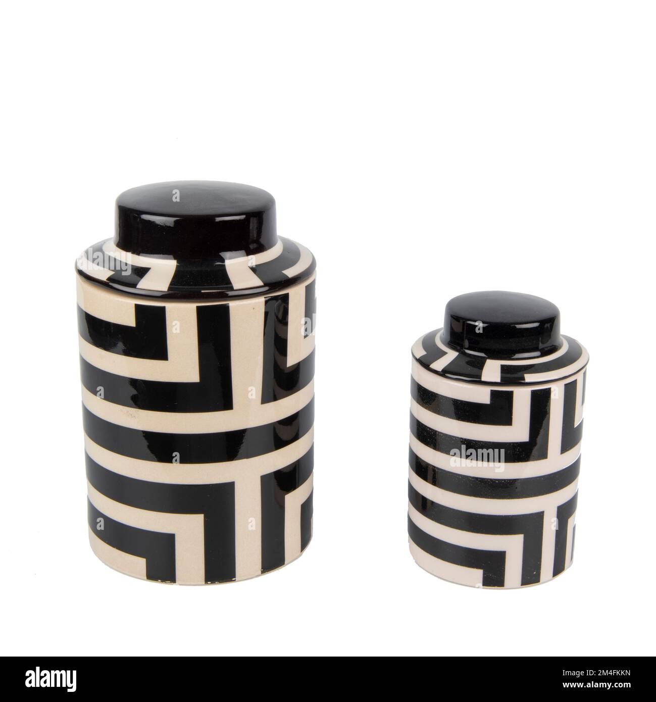 trendy design decorative ceramic jars isolated on white background ...