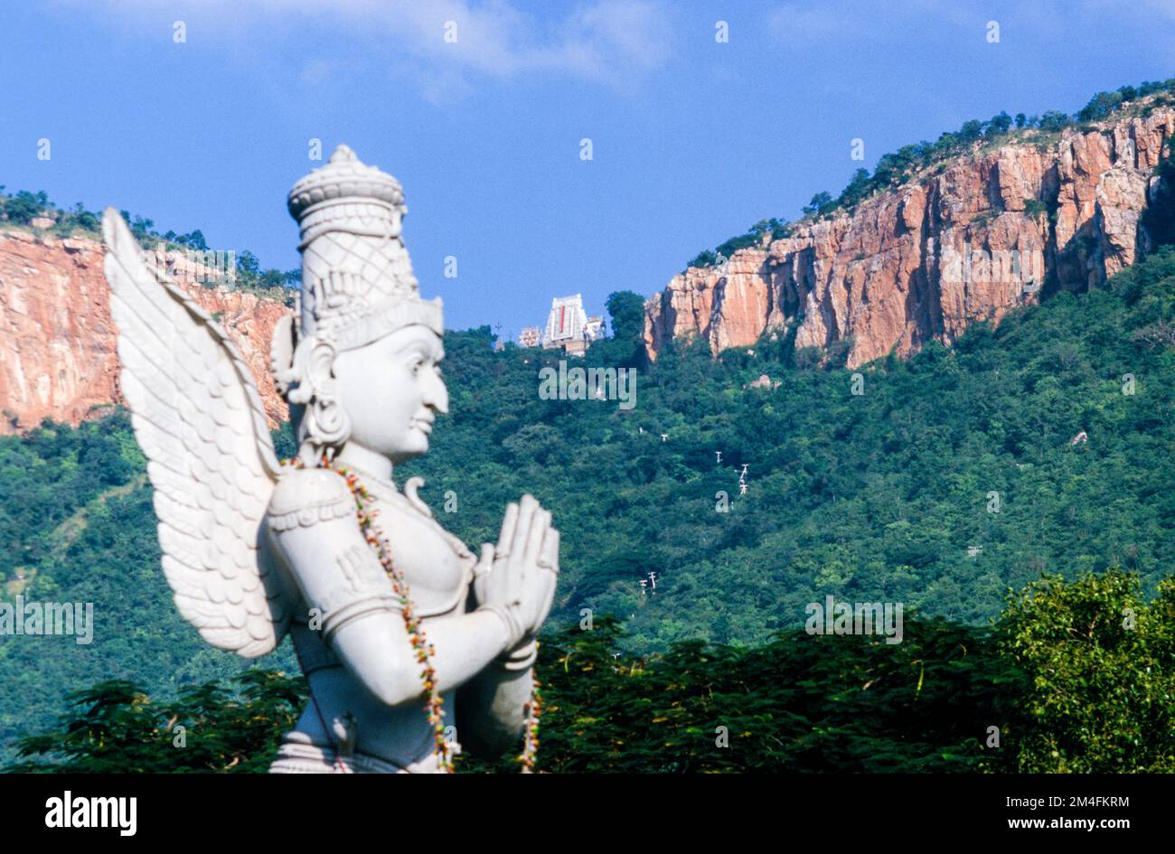 Statue of Garuda praying in front of Tirumala Venkateswara Temple on ...