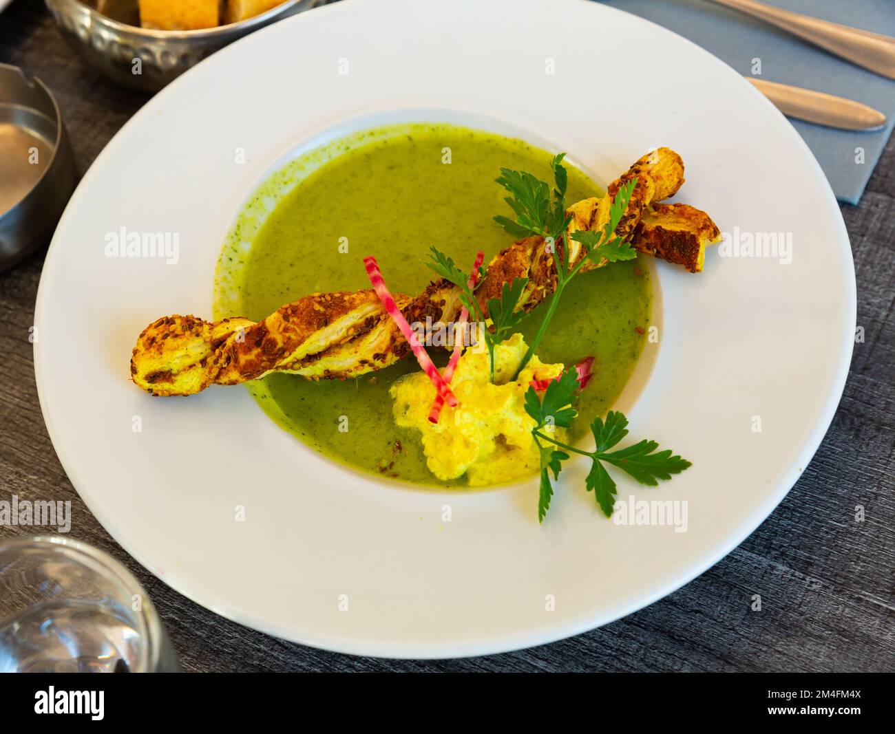 French zucchini cream soup Stock Photo - Alamy