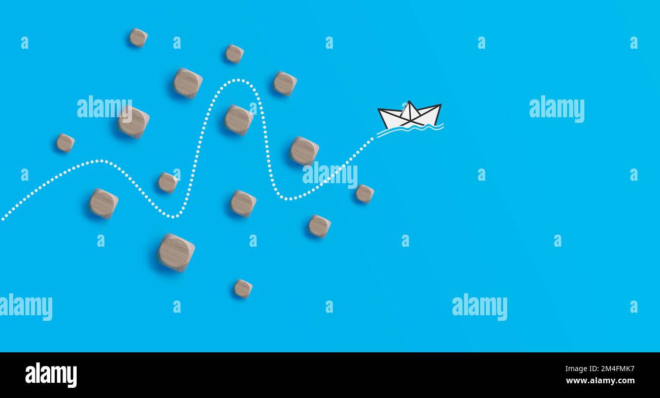 Concept of overcoming barriers, goal, target. Red paper plane Stock ...