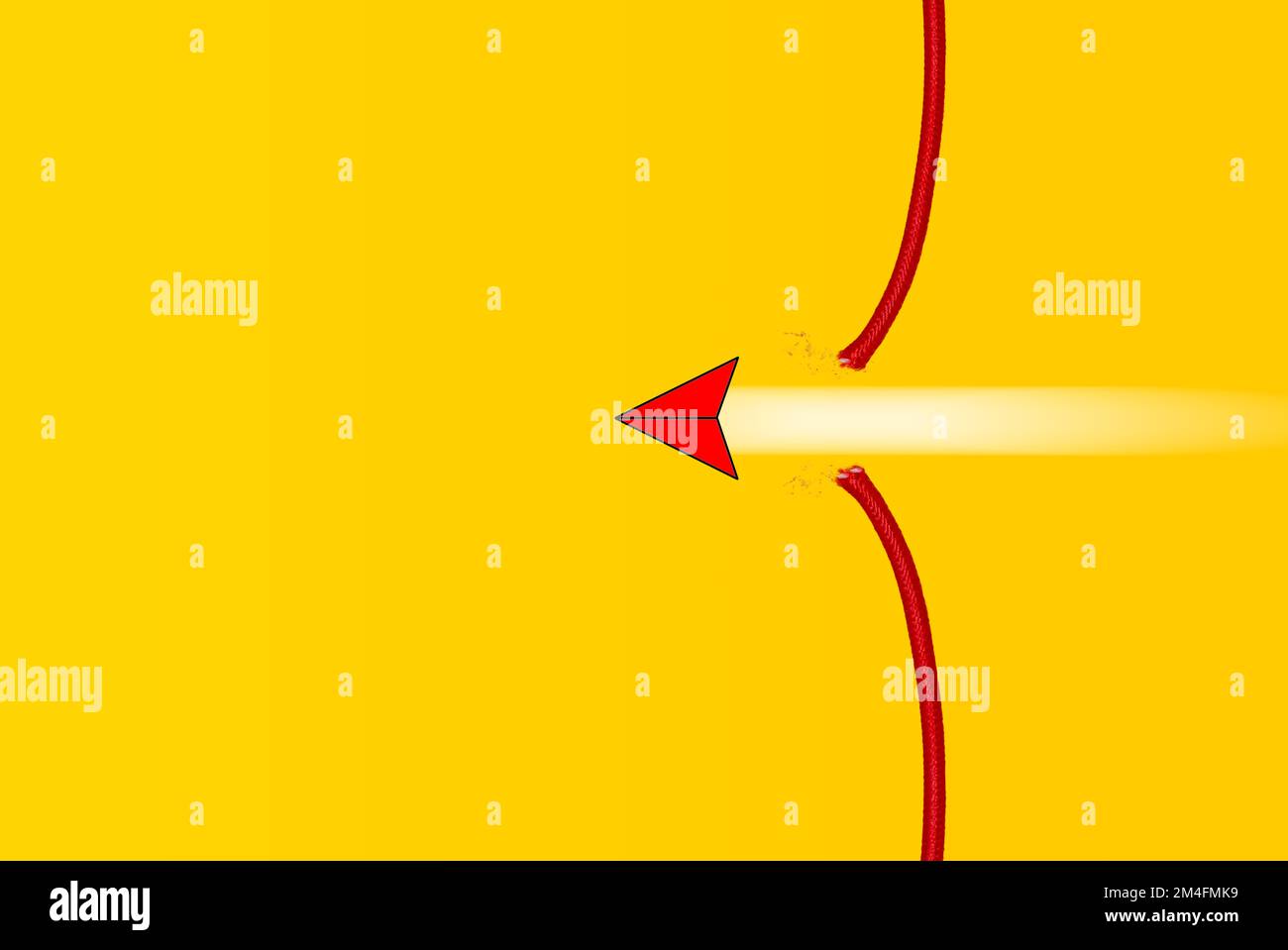 Concept of overcoming barriers, goal, target. Red paper plane Stock ...