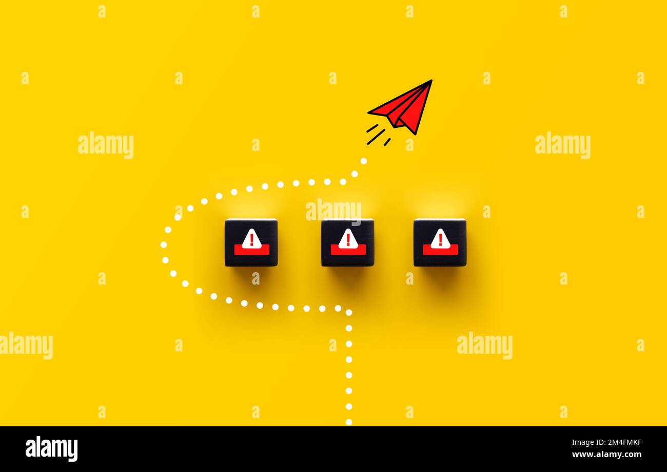 Concept of overcoming barriers, goal, target. Red paper plane Stock ...