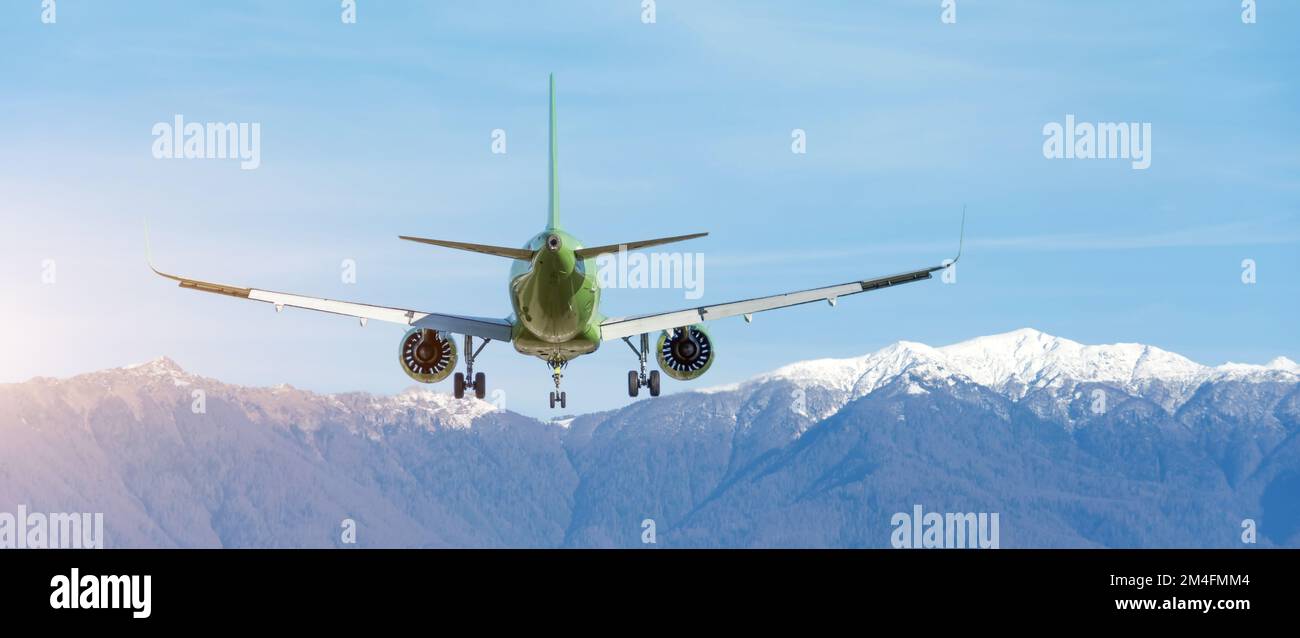 Passenger civil aircraft approach for landing lands at the airport ...