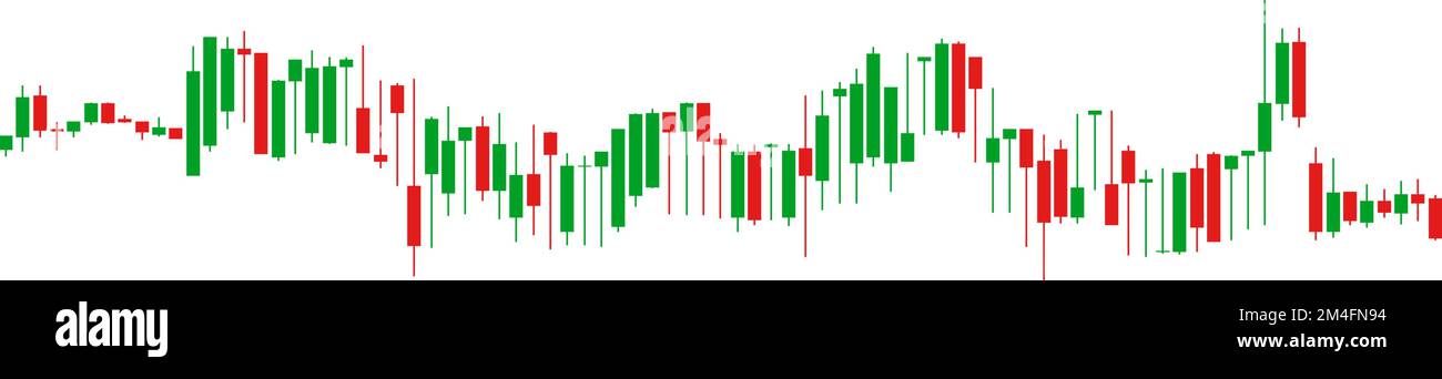 Red and green Japanese candlestick graph chart on white background ...