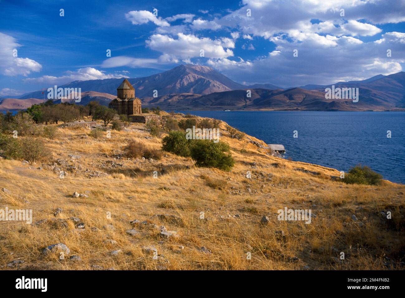 The Armenian Cathedral of the Holy Cross on Akdamar Island on lake Van ...