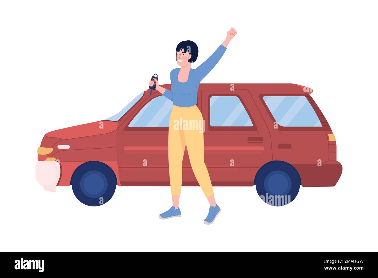Happy car owner semi flat color vector character Stock Vector Image ...