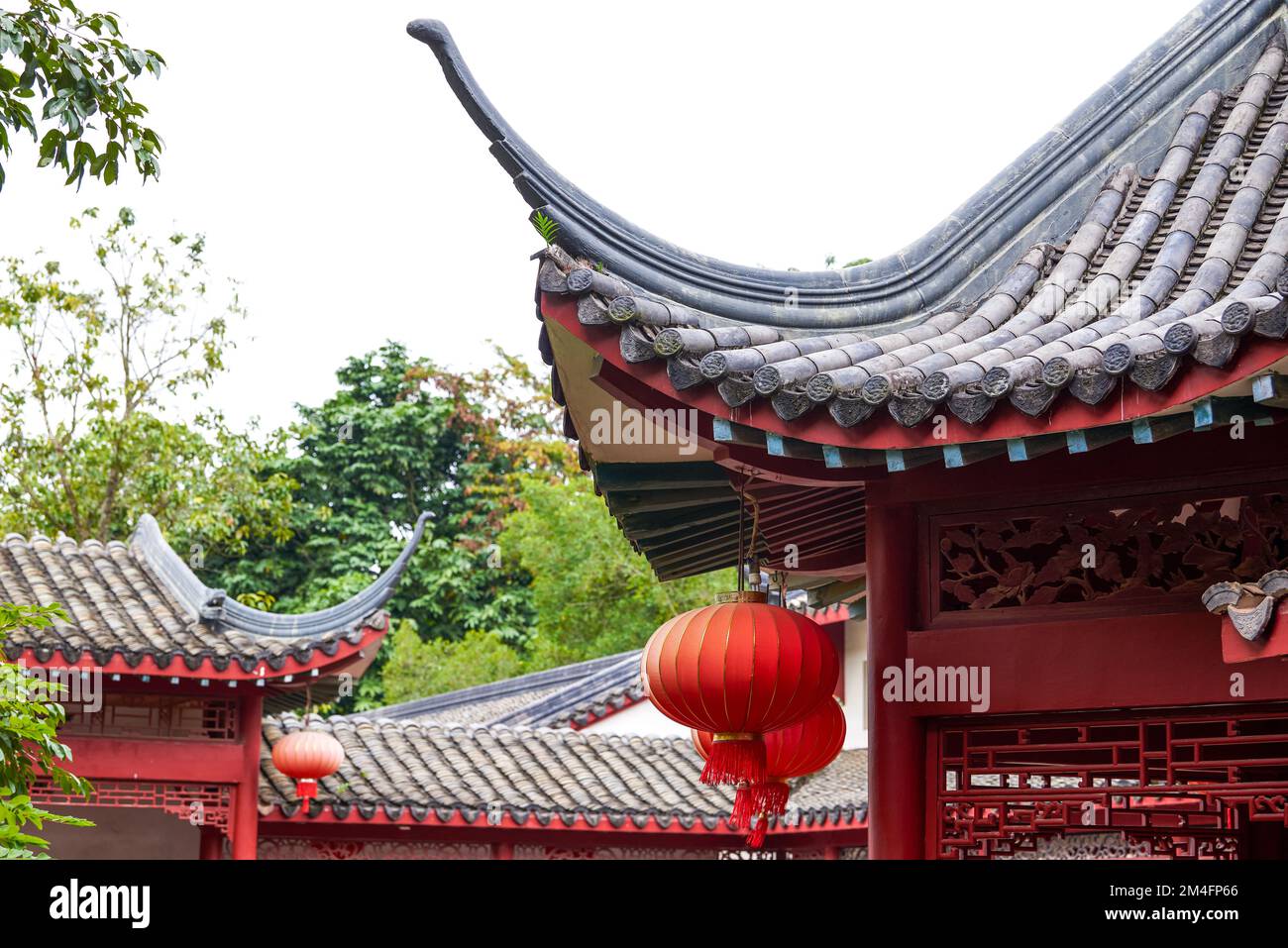 Ancient wooden structure buildings in traditional Chinese gardens Stock ...