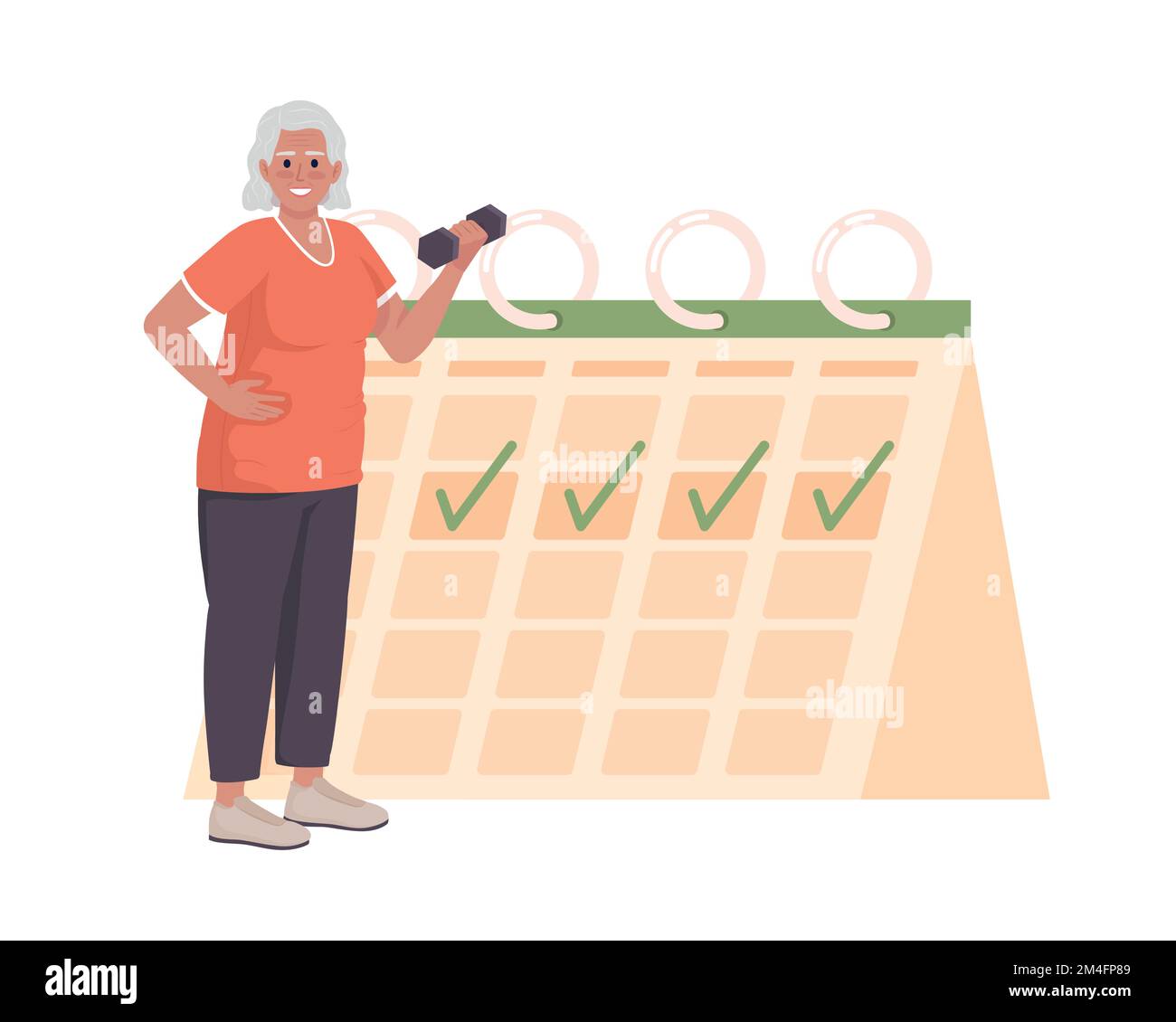 Old woman regular exercise flat concept vector illustration Stock ...