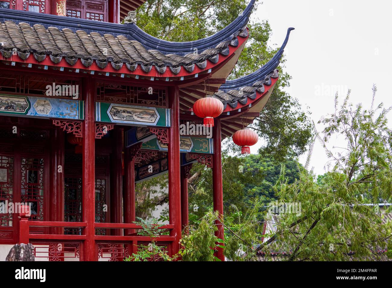 Ancient wooden structure buildings in traditional Chinese gardens Stock ...
