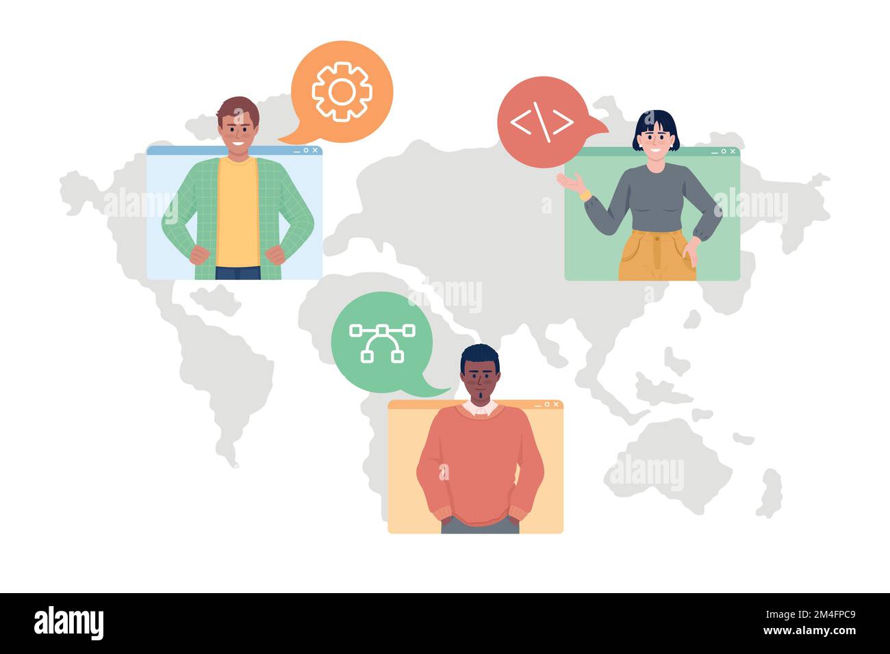 Skilled international work group flat concept vector illustration Stock ...
