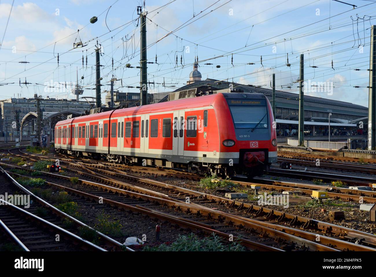 S Bahn suburban train entering Cologne HBF Central Station by crossing ...
