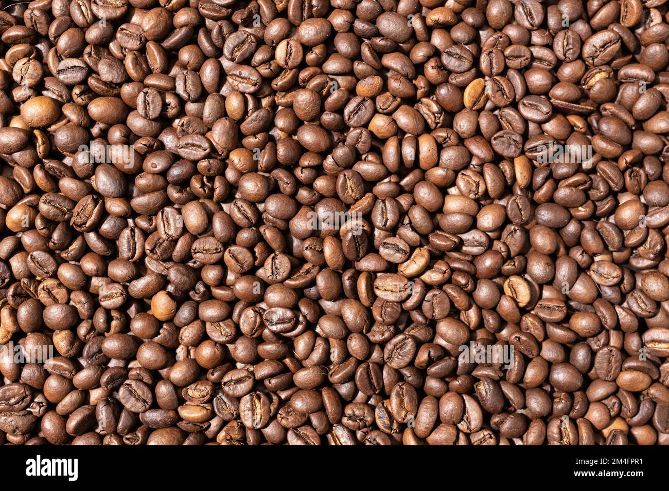 Roasted coffee beans background texture. Top view Full frame Stock ...