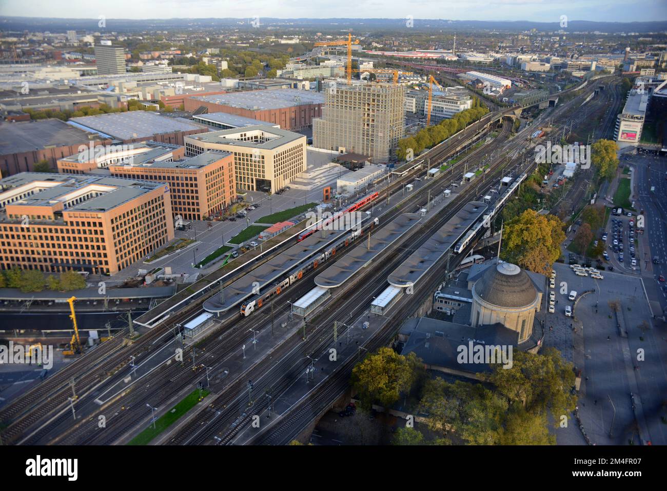 An aerial view of Cologne Köln Messe/Deutz station an important ...