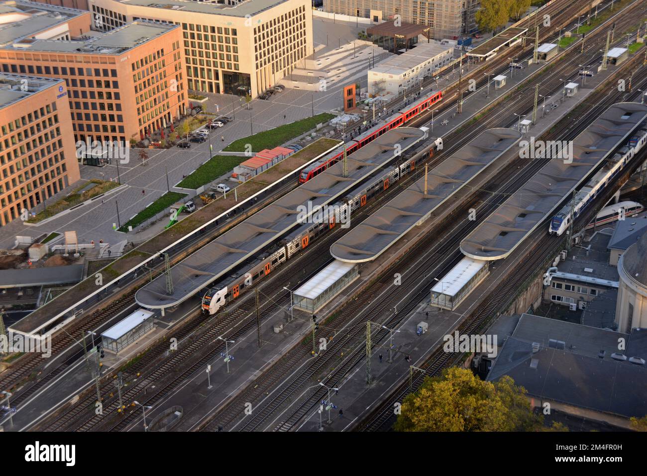 An aerial view of Cologne Köln Messe/Deutz station an important ...