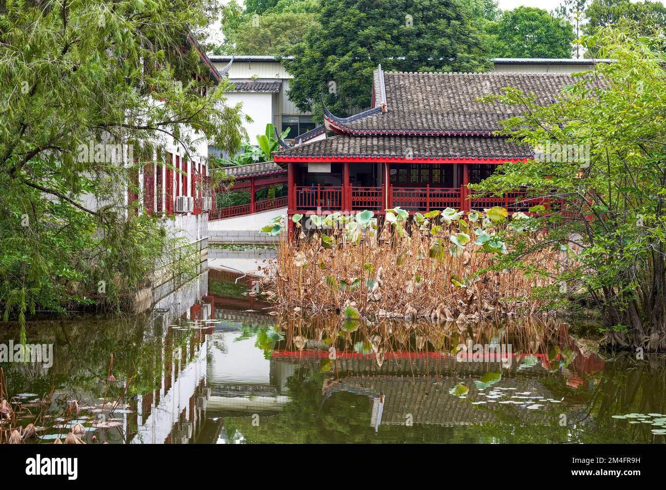 Chinese traditional classical lotus pond garden and architectural ...